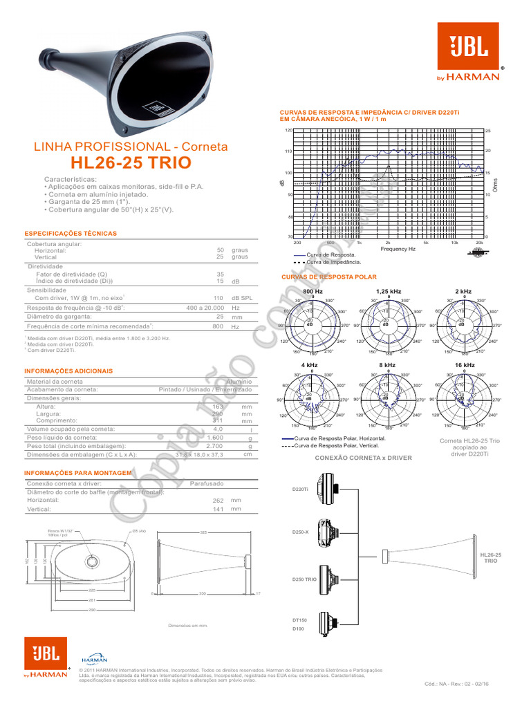 JBL - HL - 26-50 - TRIO Corneta Oval | PDF | Acústica | Metrologia