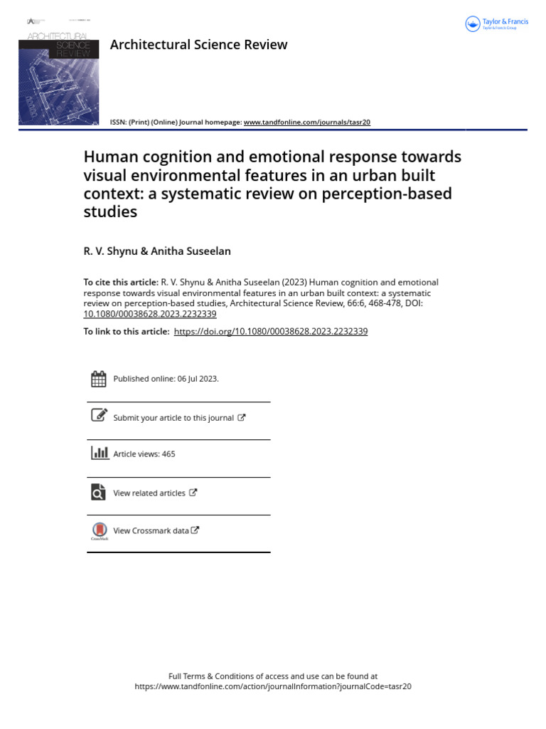 Human Cognition and Emotional Response Towards Visual Environmental Features in An Urban Built ...
