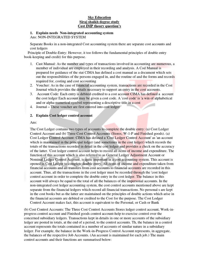 Cost Imp Theory | PDF