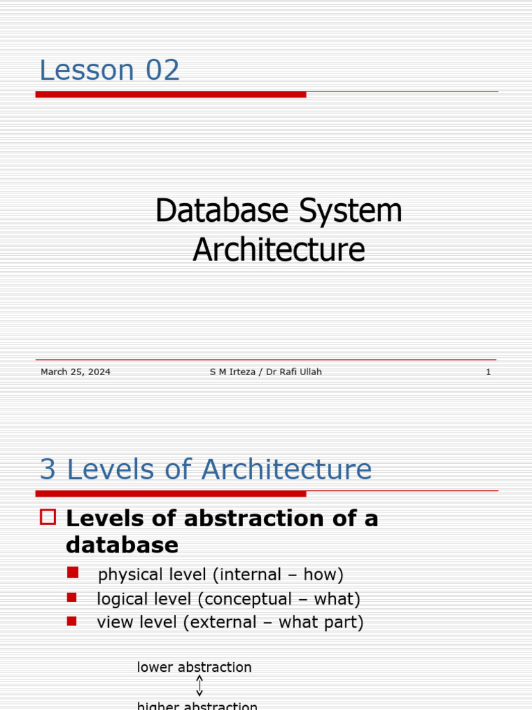 Lesson02 Database System Architecture Pdf Databases Conceptual Model