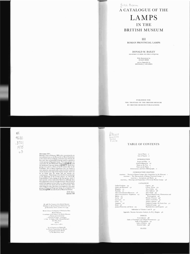 Catalogue Of The Lamps In The British Museum Iii Roman Provincial 1995