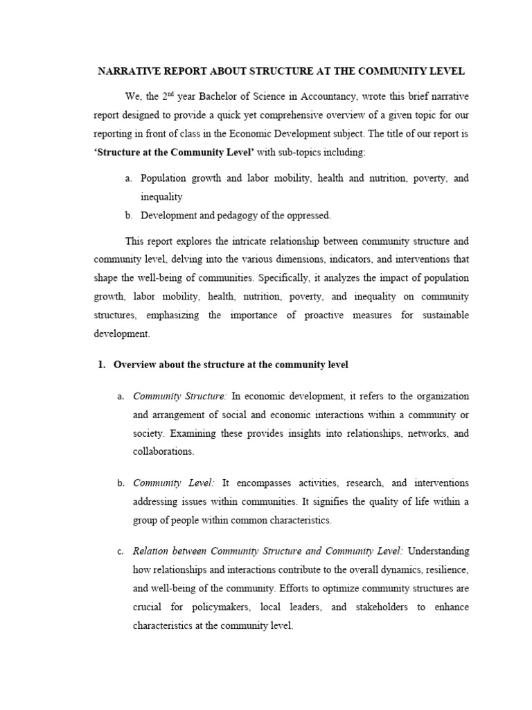 Narrative Report About Structure at The Community Level | PDF | Poverty ...