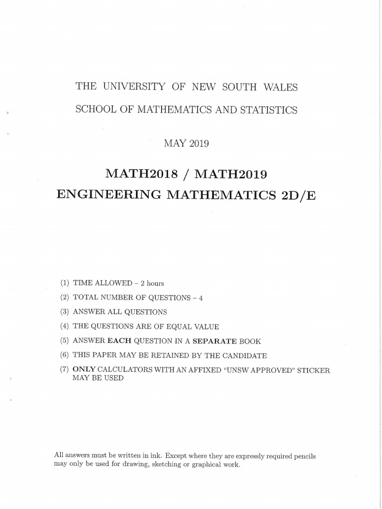 Math2019 T1 2019 Exam Pdf