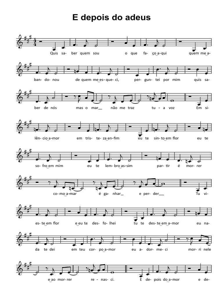 E Depois Do Adeus - Partitura | PDF