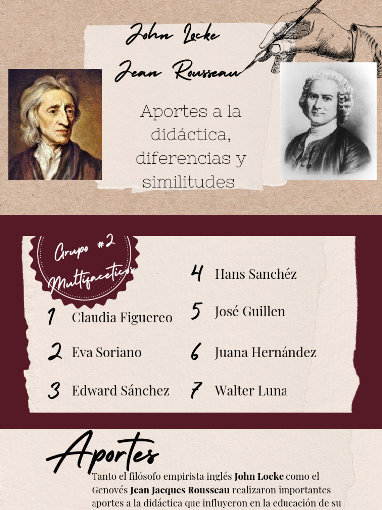 Grupo 2 Aportes Didacticos de John Locke y Jean Rousseau | PDF ...