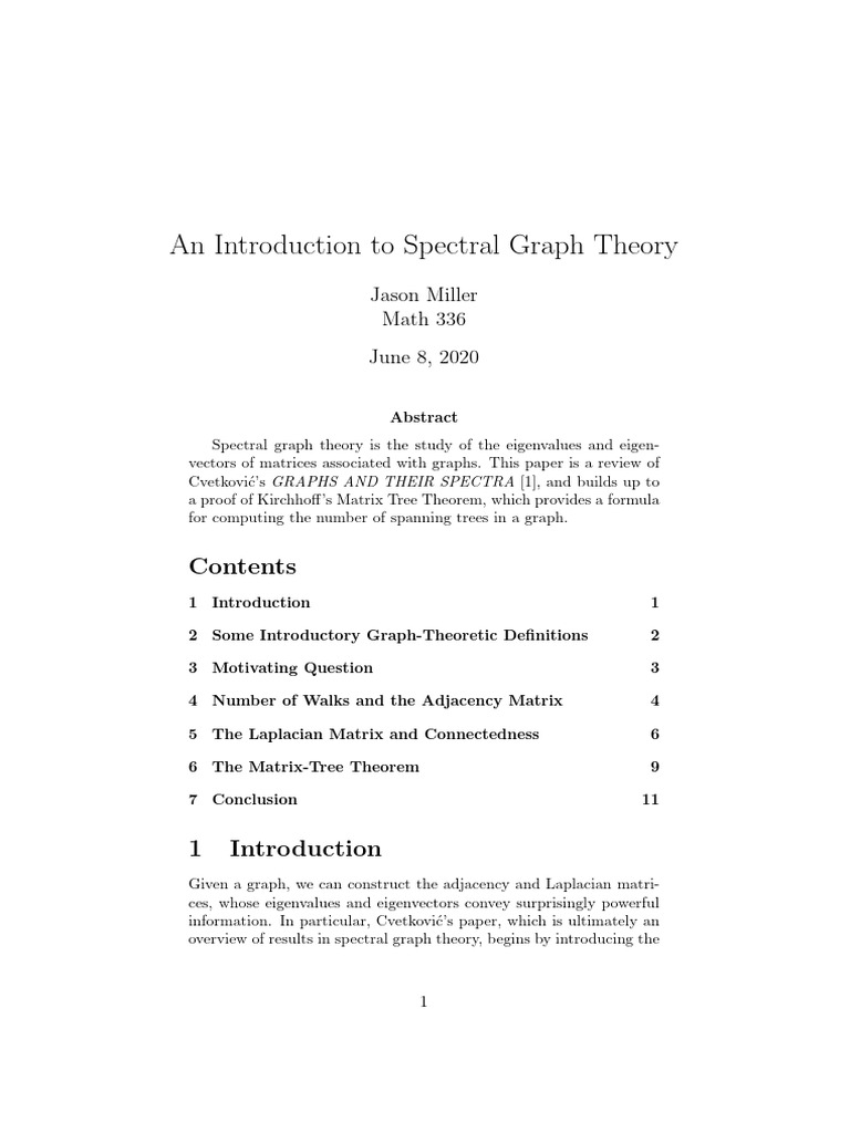 Spectral Theory Pdf Graph Theory Linear Algebra