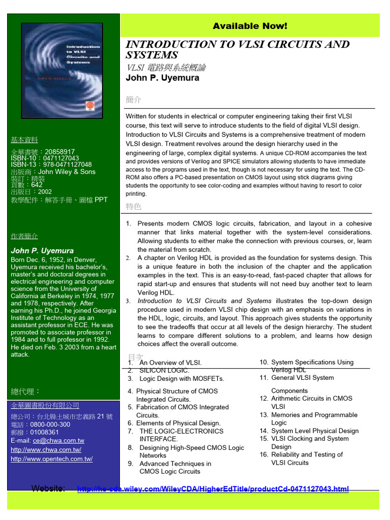 Introduction To Vlsi Circuits and Systems John P Uyemura | PDF | Hardware Description Language ...