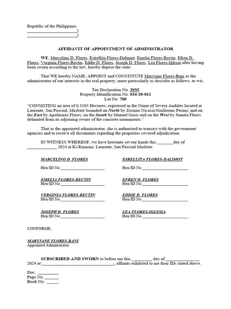 Affidavit of Appointment of administrator | PDF
