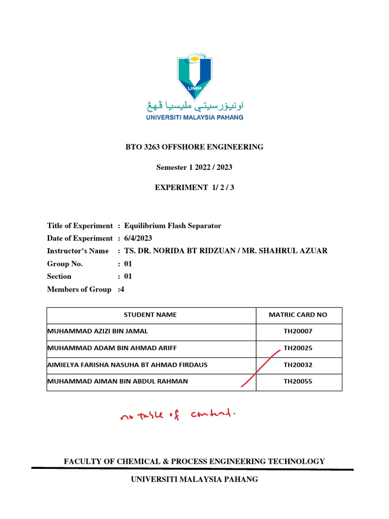 Equilibrium Flash Separator Experiment | PDF | Petroleum Reservoir ...