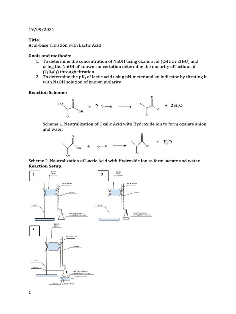 Acid-Base Titration With Lactic Acid | PDF | Titration | Chemistry