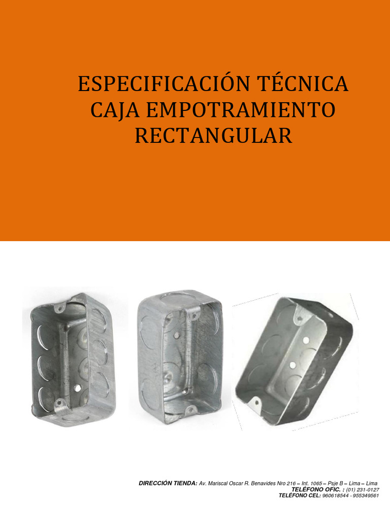 Ficha Tecnica - Cajas Rectangulares | PDF | Rieles | Materiales de construcción