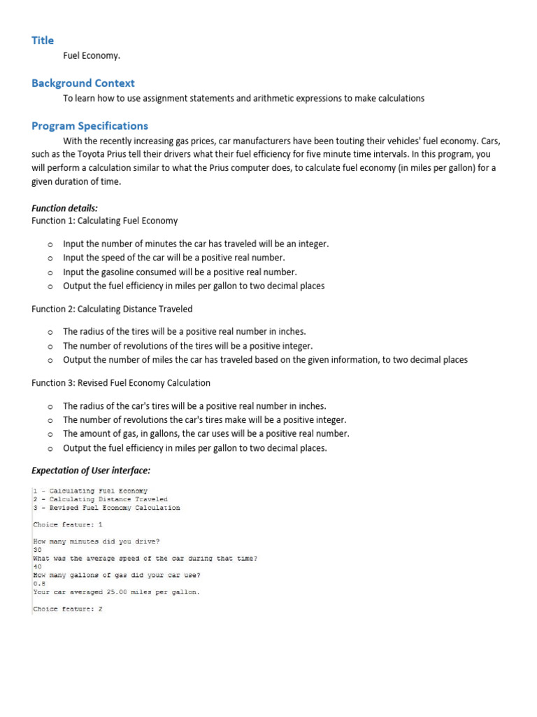 Title Background Context Program Specifications: Function Details | PDF