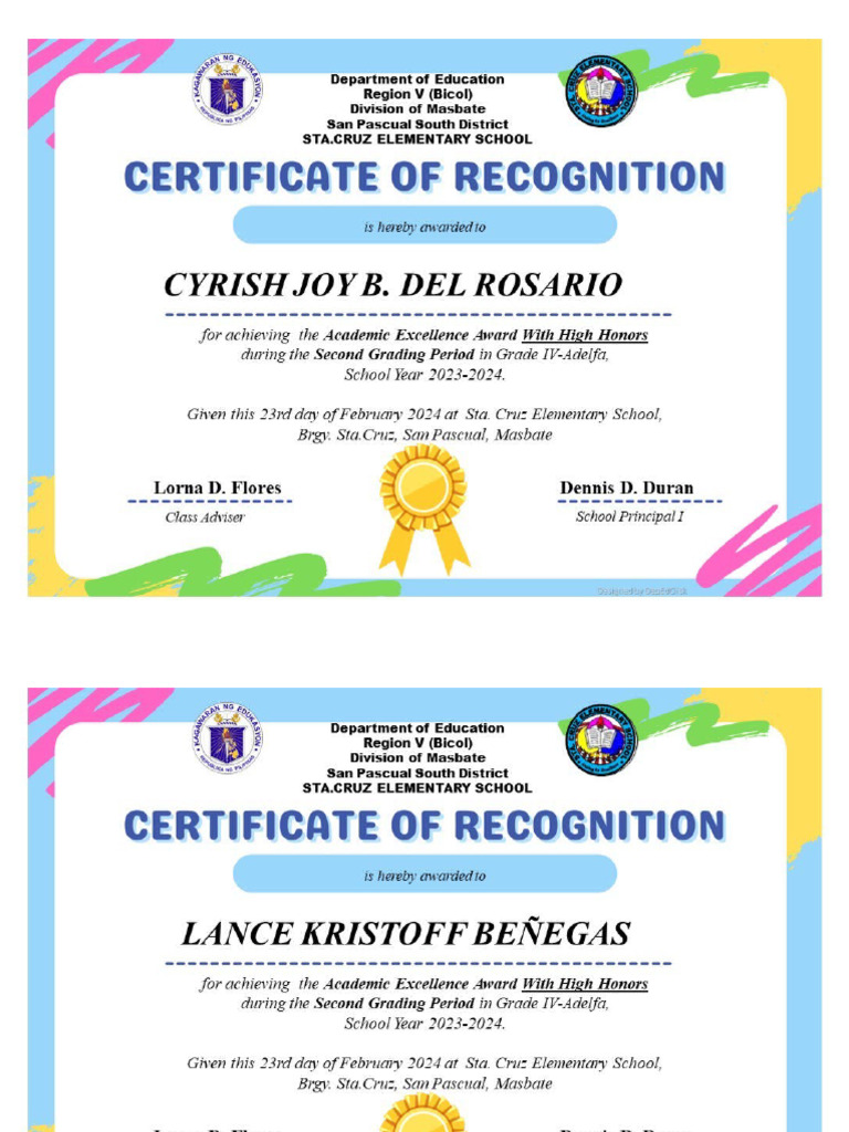 Grade 4 With Honors | PDF