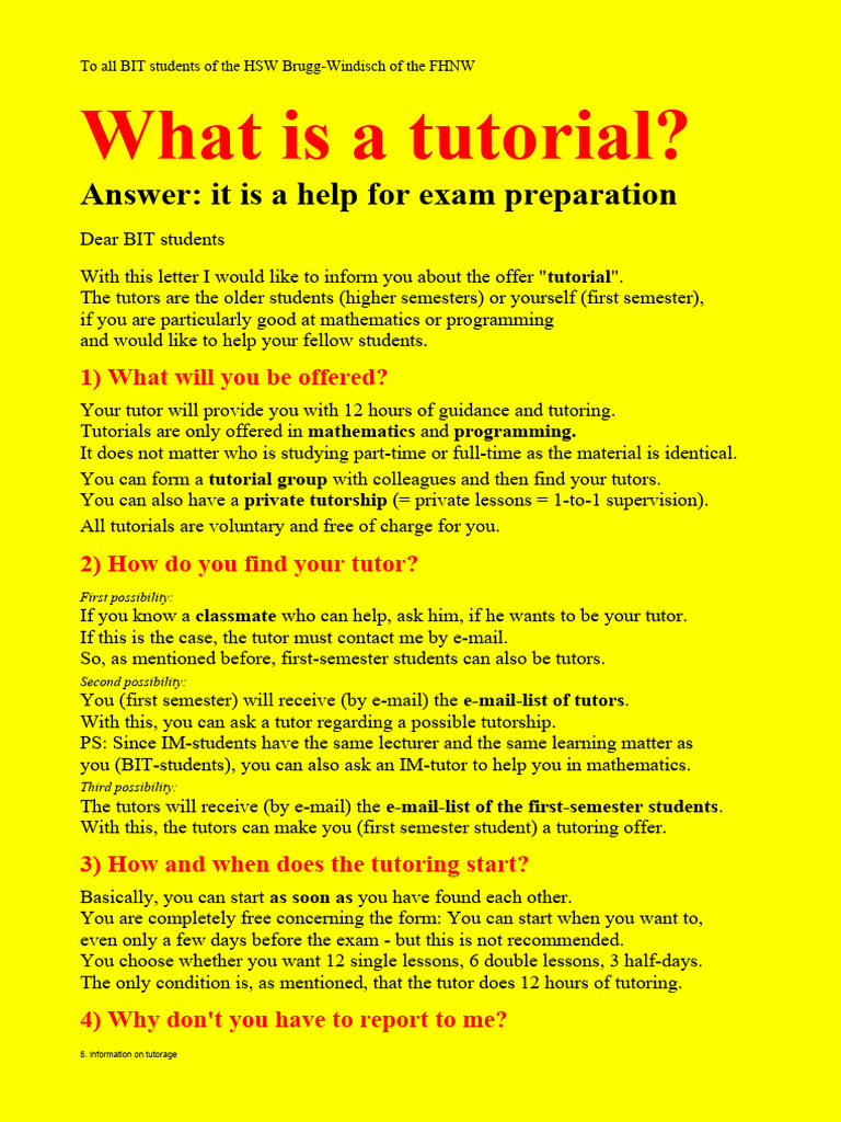 What Is A Tutorial?: Answer: It Is A Help For Exam Preparation ...