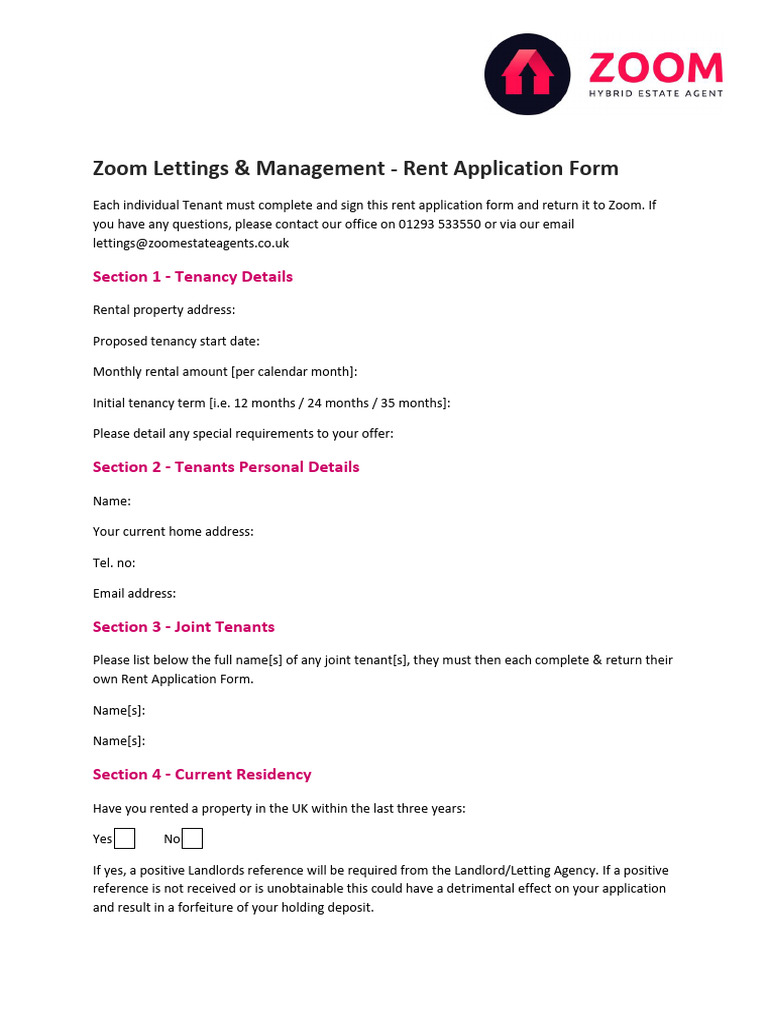 Rent Application Form | Download Free PDF | Leasehold Estate | Renting