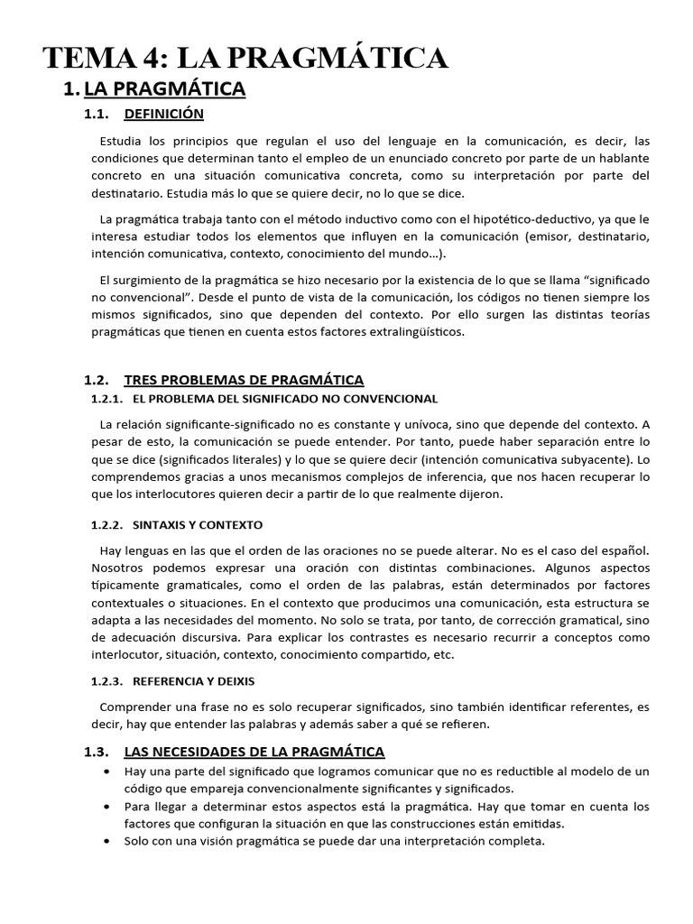 Pragmática: Uso y Contexto del Lenguaje | PDF | Comunicación | Semiótica