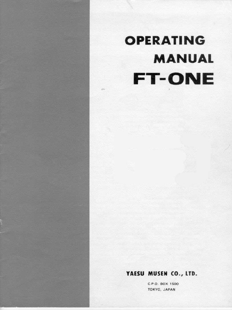Yaesu FT ONE Manual Del Usuario | PDF
