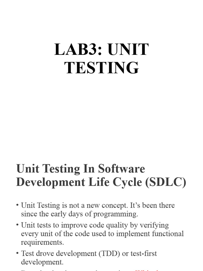 SWT Lab 3 Unit Testing | PDF | Unit Testing | Software Testing