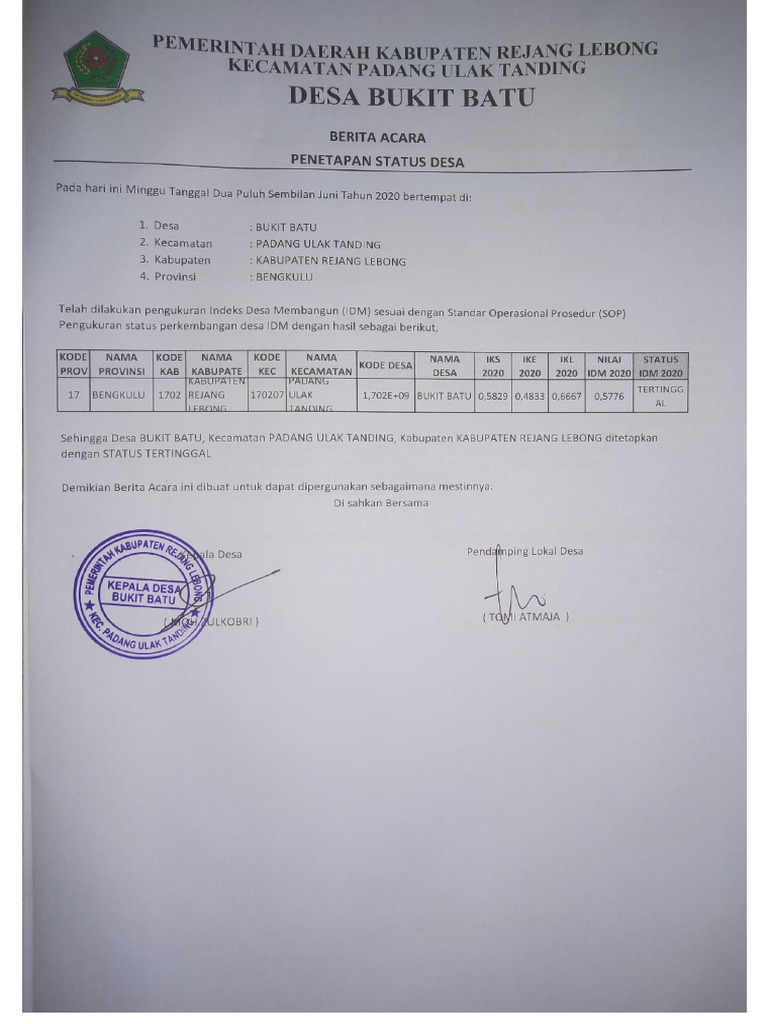 Berita Acara Idm BKT | PDF