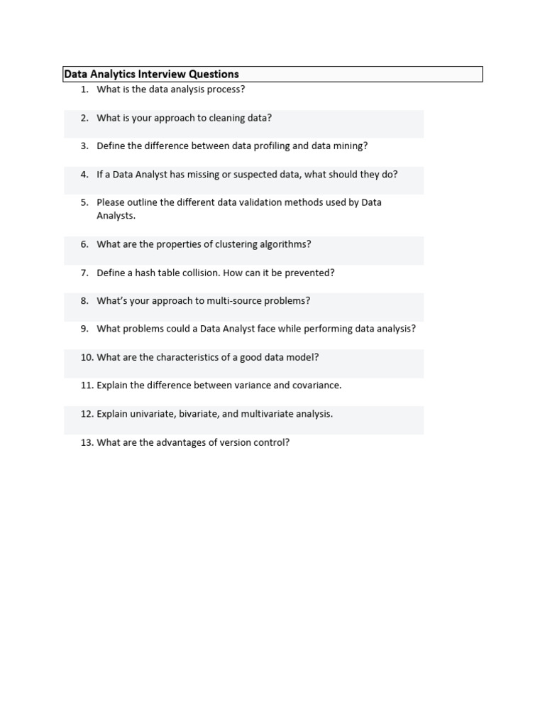 Essential Data Analytics Interview Questions | PDF | Business | Computers