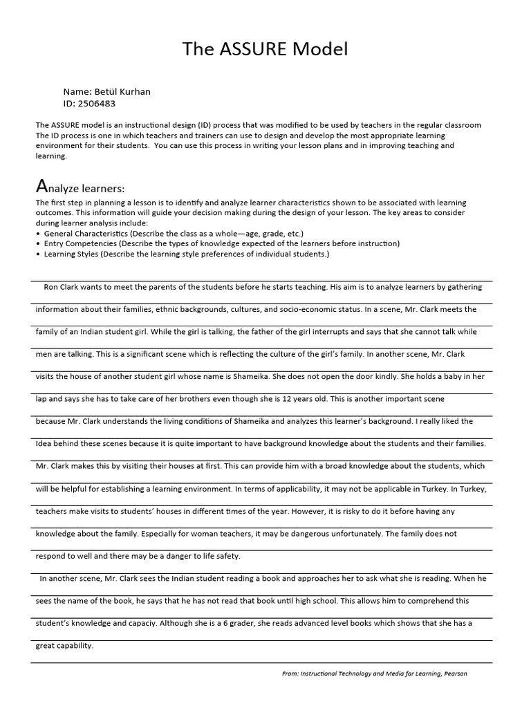 The ASSURE Model: Nalyze Learners | PDF