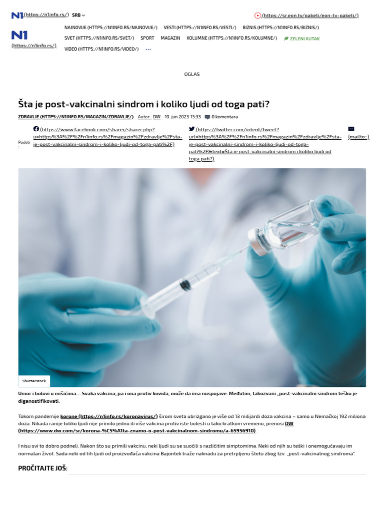 Šta je post-vakcinalni sindrom i koliko ljudi od toga pati_ | PDF