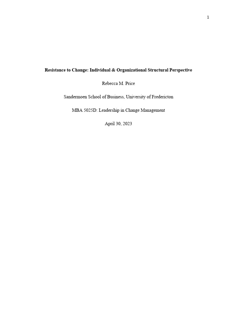 Understanding Resistance to Change | PDF | Change Management | Leadership