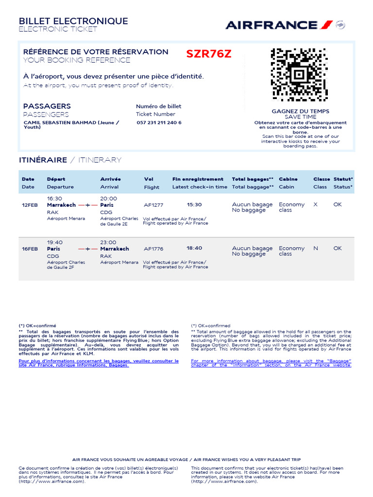 Billet Lectronique | PDF | Aviation | Compagnies aériennes