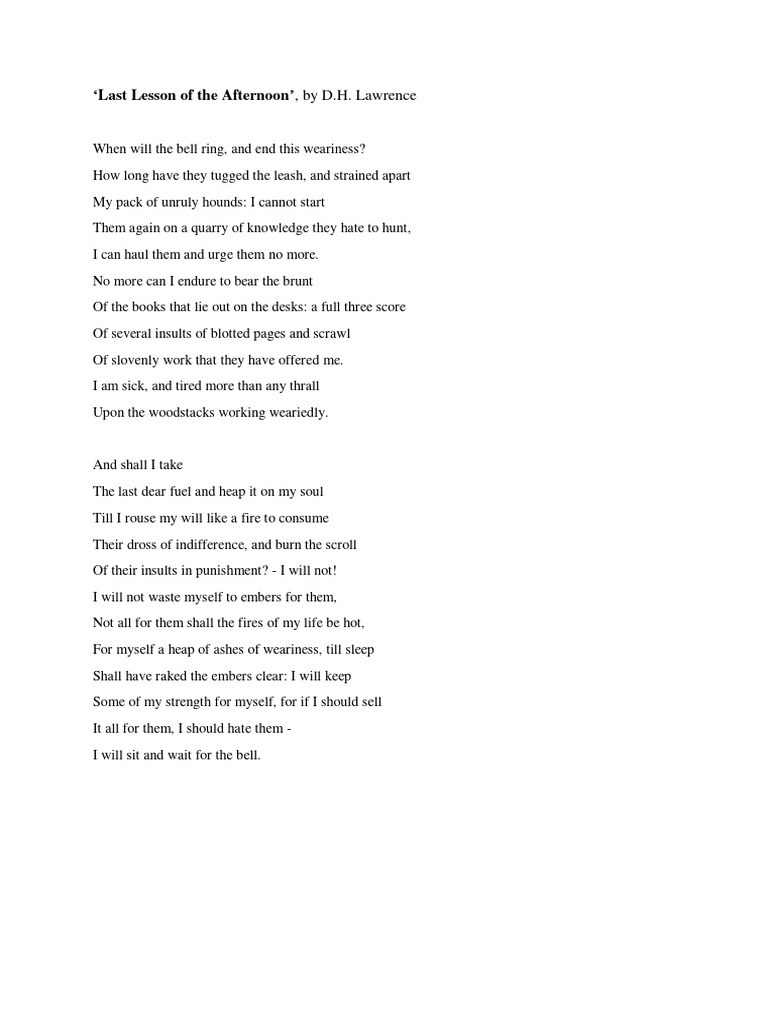 Last Lesson of The Afternoon | PDF