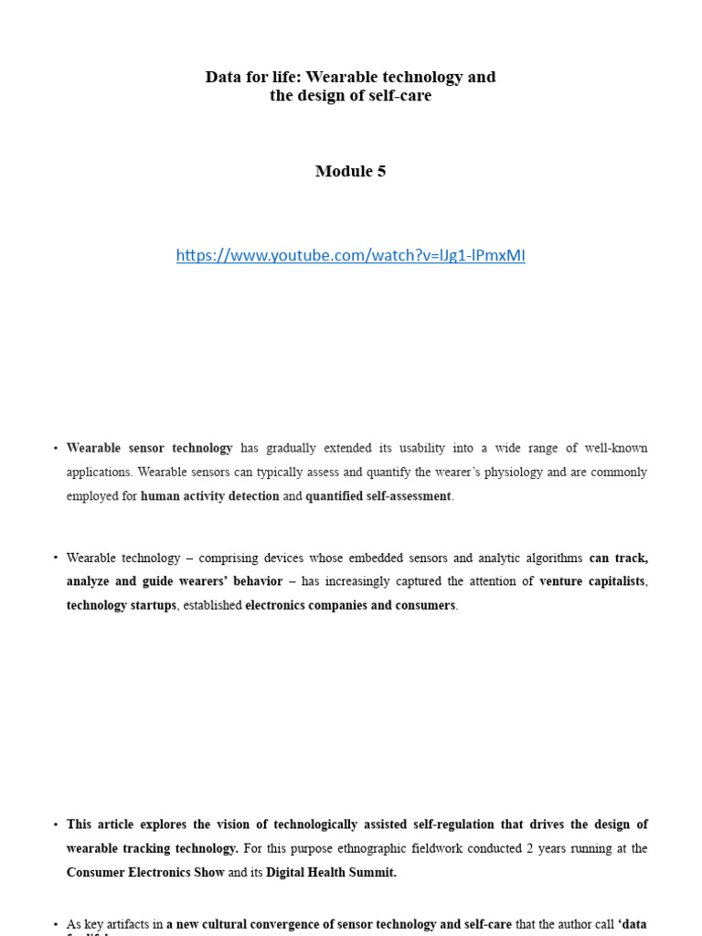 Wearable Technology_Data for Life_Module 5 | PDF | Wearable Technology | Big Data
