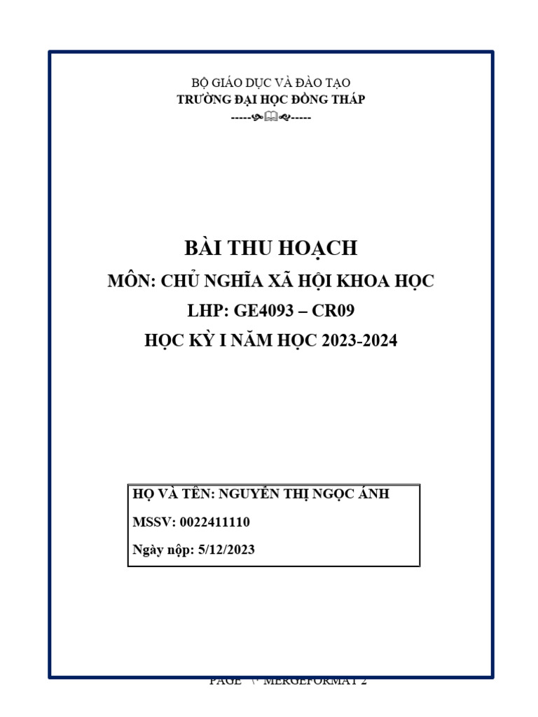BTH CNXH | PDF