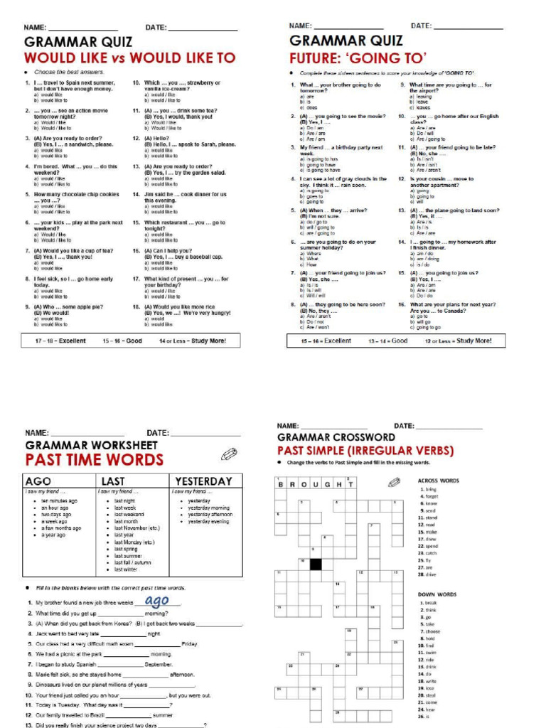 Extra Grammar Activities | PDF