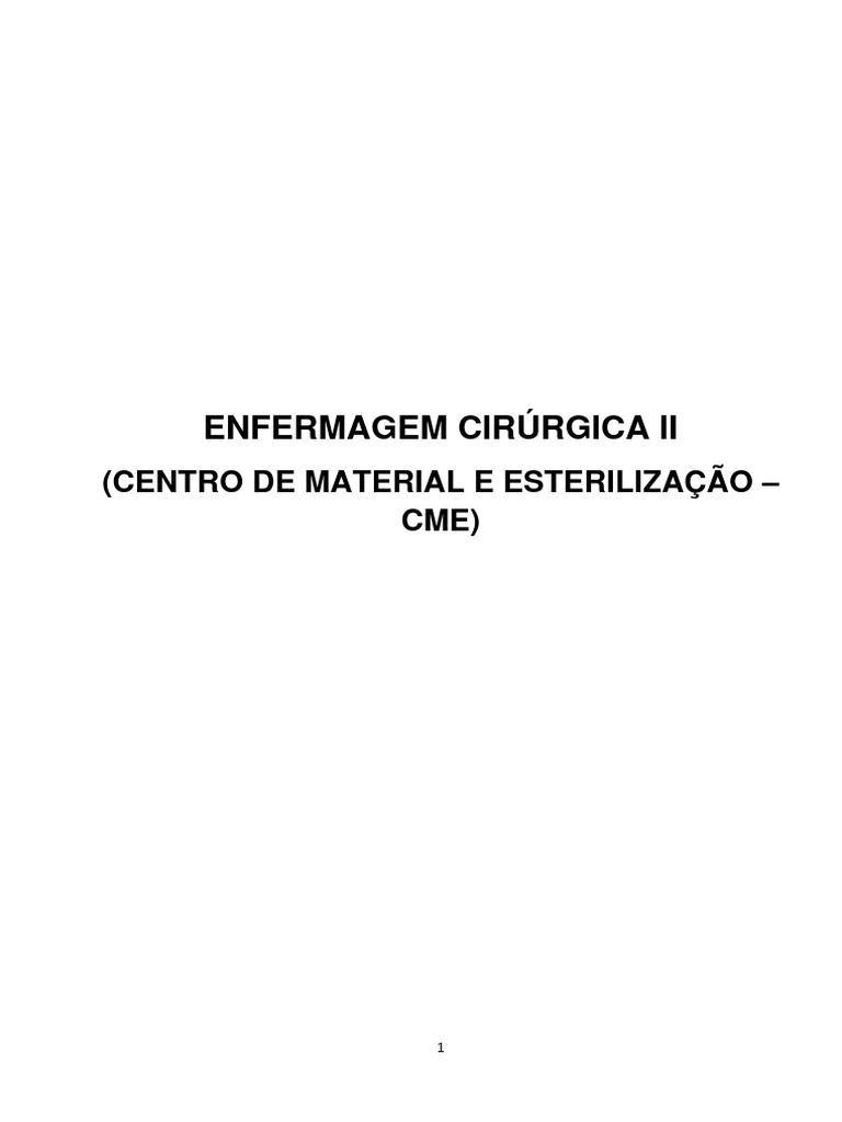 Enfermagem No Centro Cirúrgica e Instrumentação - II CME | PDF ...