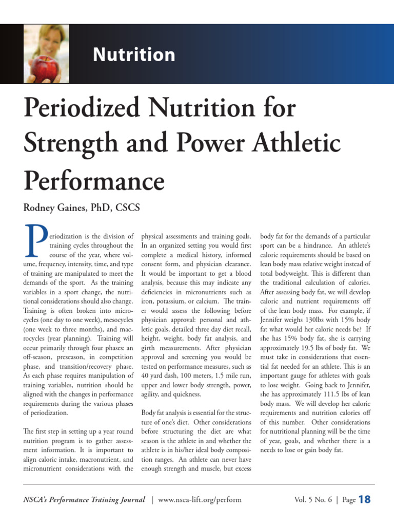 Periodized Nutrition For Strenght and Power Athletes | PDF | Calorie ...