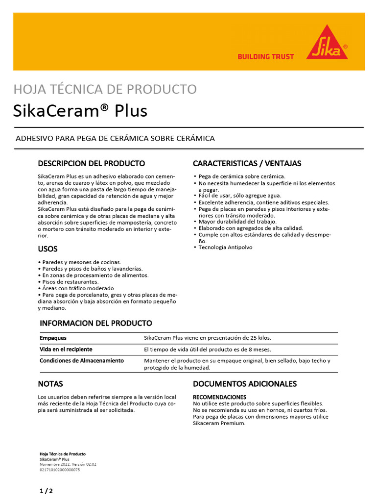sikaceram_plus_0357597300 | PDF | Cerámica | Agua