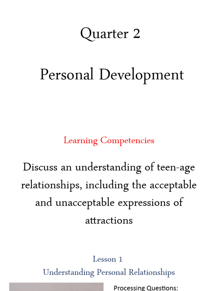 Q2 Lesson 1 4 Understanding Personal Relationships | PDF | Intimate ...