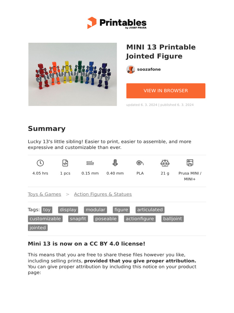 Mini 13 Printable Jointed Figure | PDF