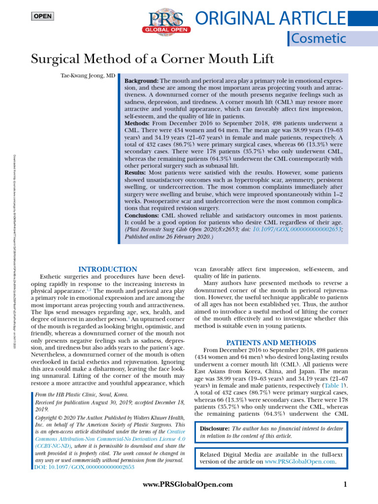 Mouth Lift Corner | PDF | Scar | Surgery