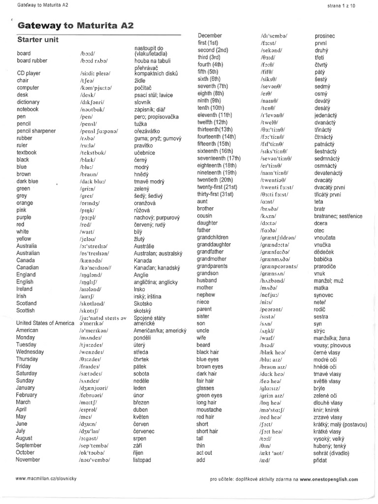 A2 - Vocabulary | PDF