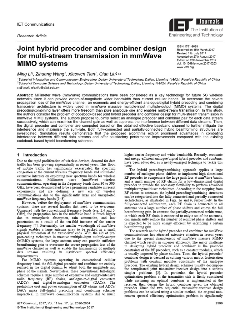 IET Communications - 2017 - Li - Joint hybrid precoder and combiner design for multi‐stream ...