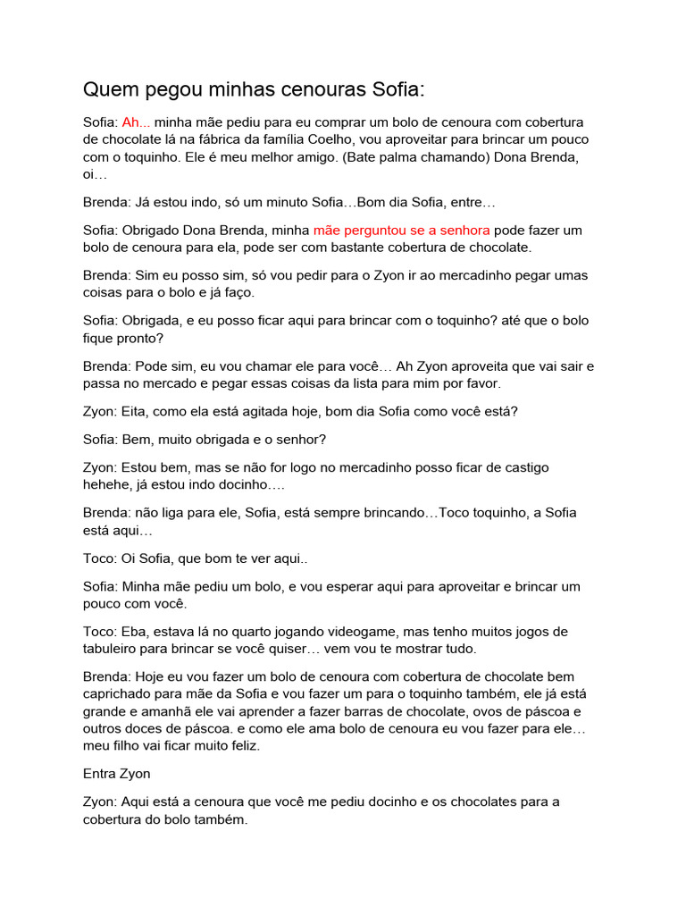 Quem Roubou Minhas Cenouras Sofia | PDF