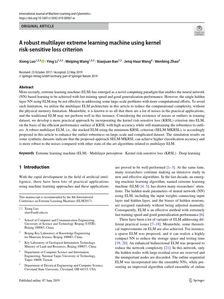 10.1007@s13042 019 00967 W | PDF | Mean Squared Error | Machine Learning