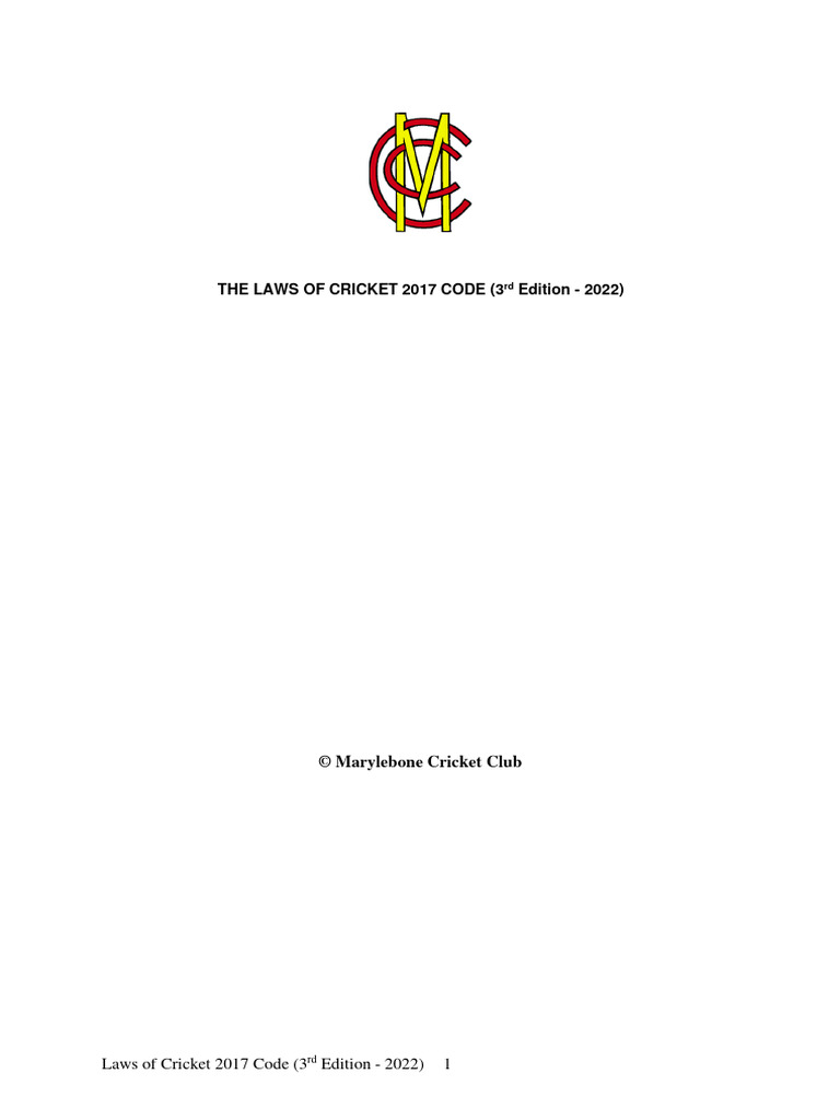 Laws of Cricket 2017 Code 3rd Edition 2022 1 | PDF | Cricket | Sports ...