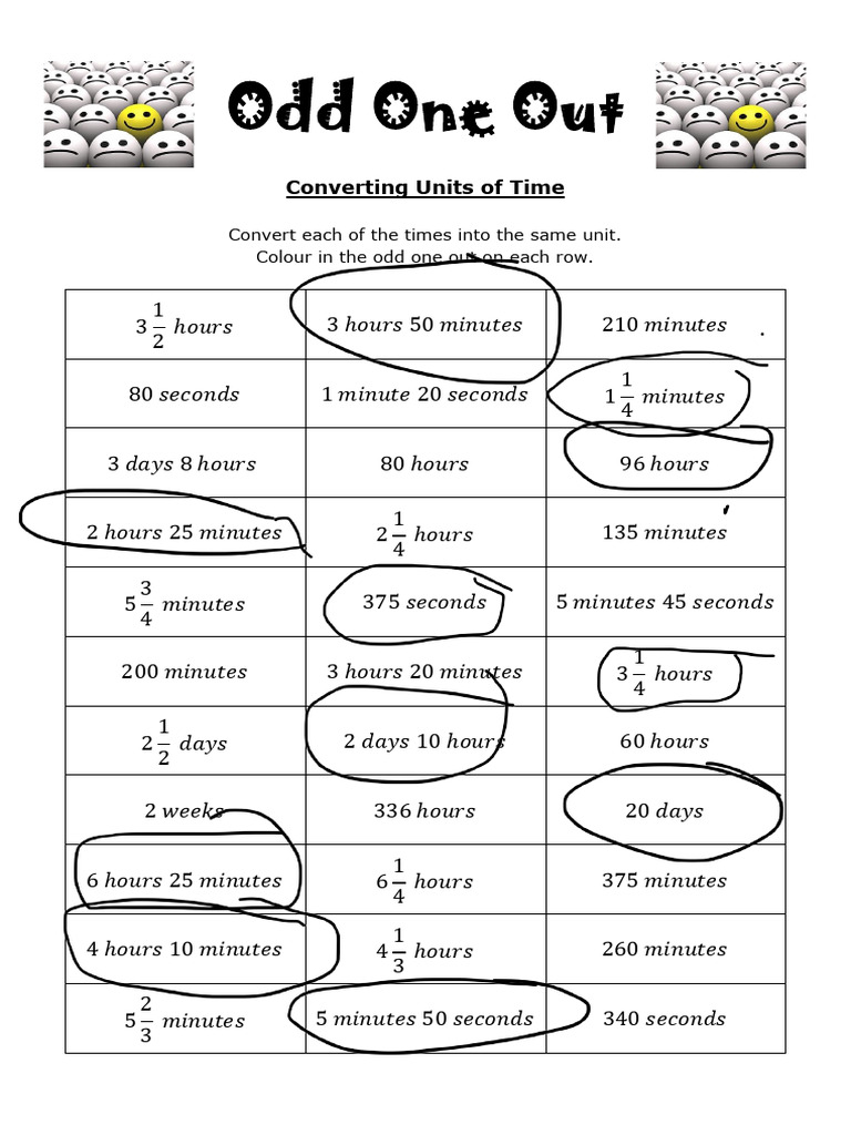 Converting Times Odd One Out | PDF