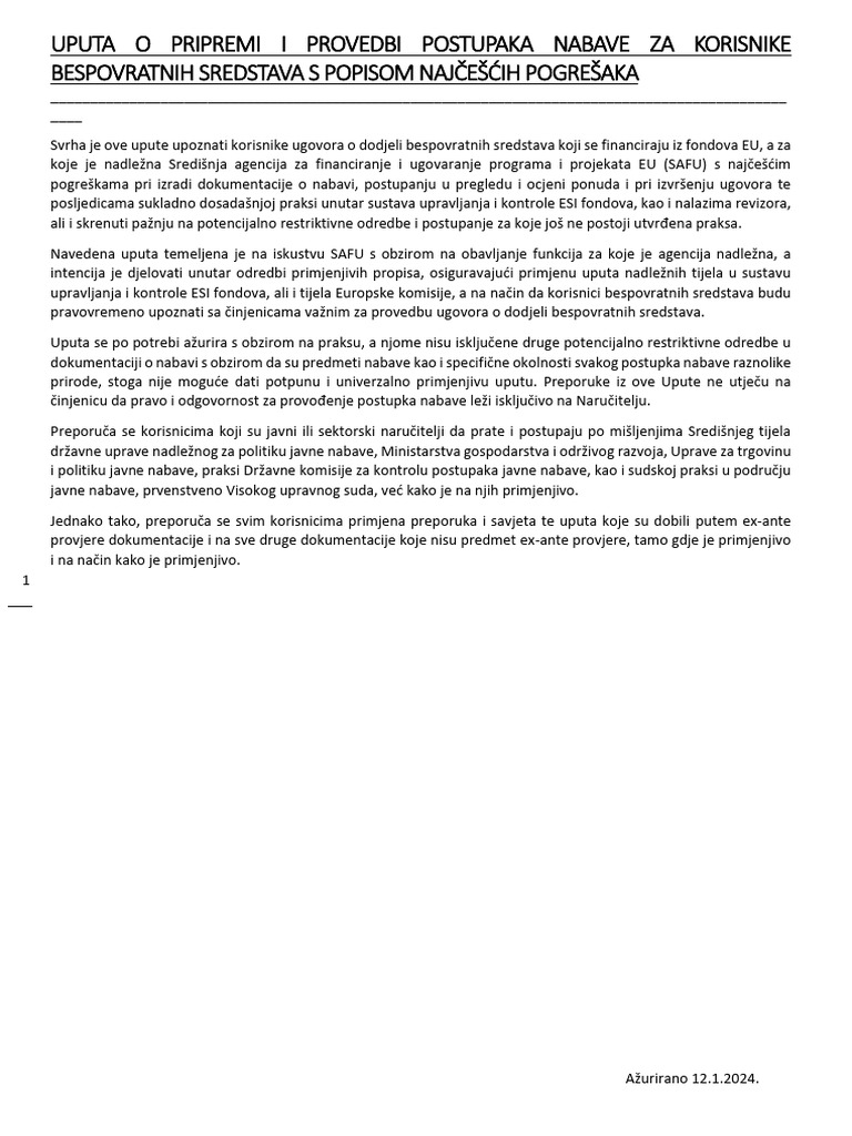 Safu Uputa Siječanj, 2024. | PDF