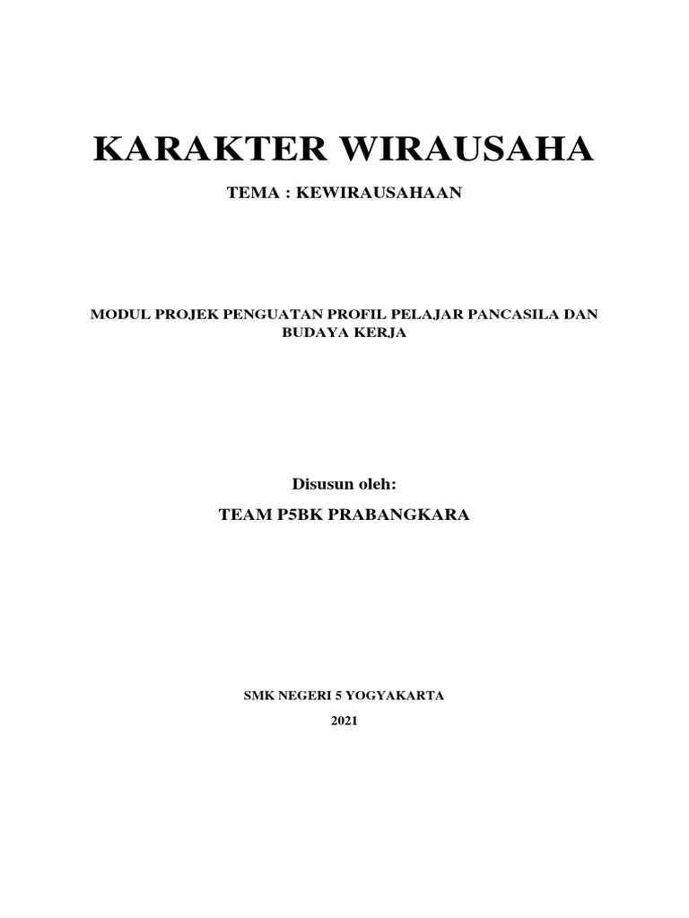 Modul Projek Kewirausahaan - p5bk Prabangkara | PDF | Karier & Perkembangan