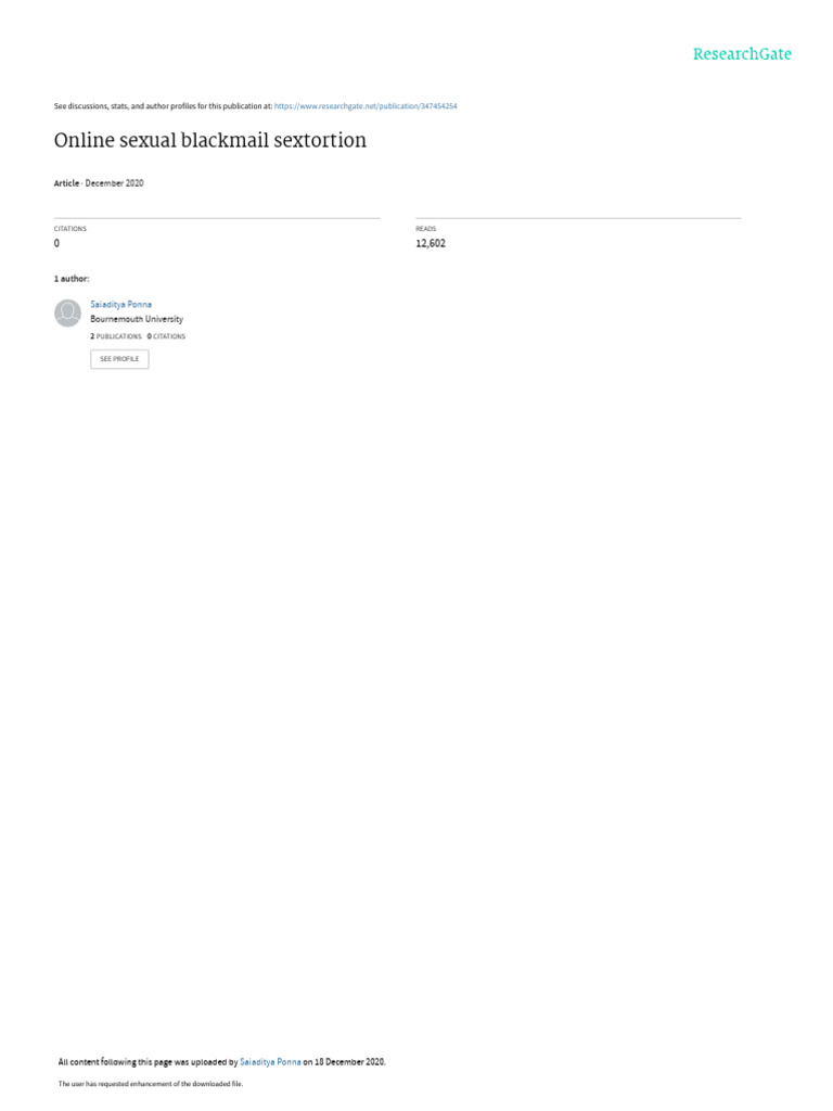 Online Sexual Blackmail Sextortion: December 2020 | PDF | Malware | Extortion