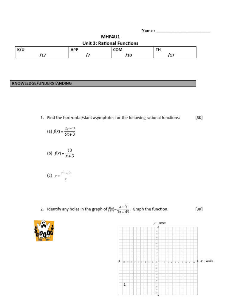 Rational Functions Unit 3 Assessment | PDF | Litre | Mathematical Relations