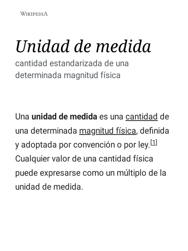 Unidad de Medida - Wikipedia, La Enciclopedia Libre | PDF | Cantidades ...