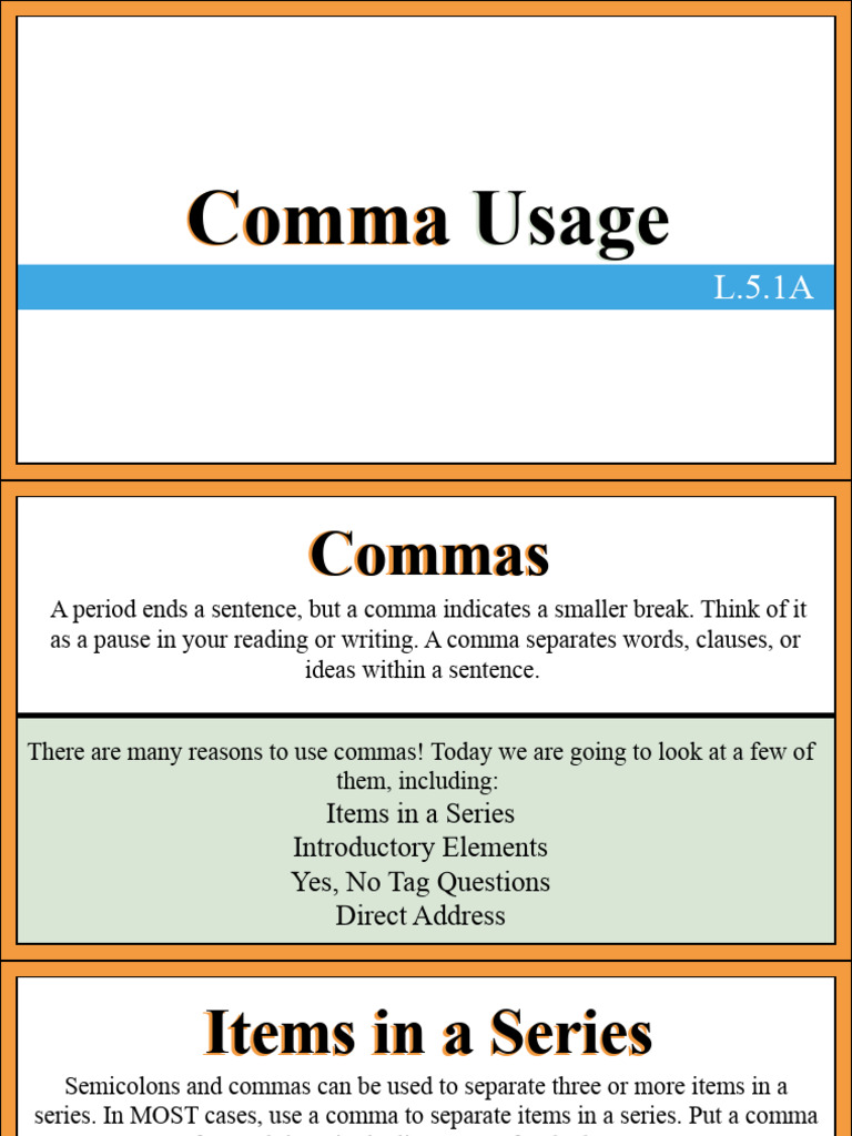 51LessonCommaUsage | PDF | Comma | Sentence (Linguistics)